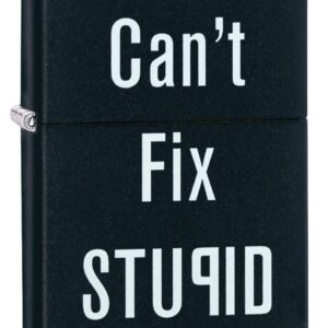 Zippo Can't Fix Stupid Pocket Lighter, Black Matte