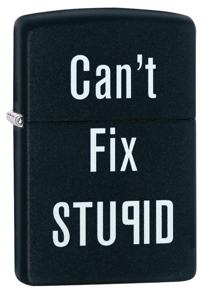 Zippo Can't Fix Stupid Pocket Lighter, Black Matte