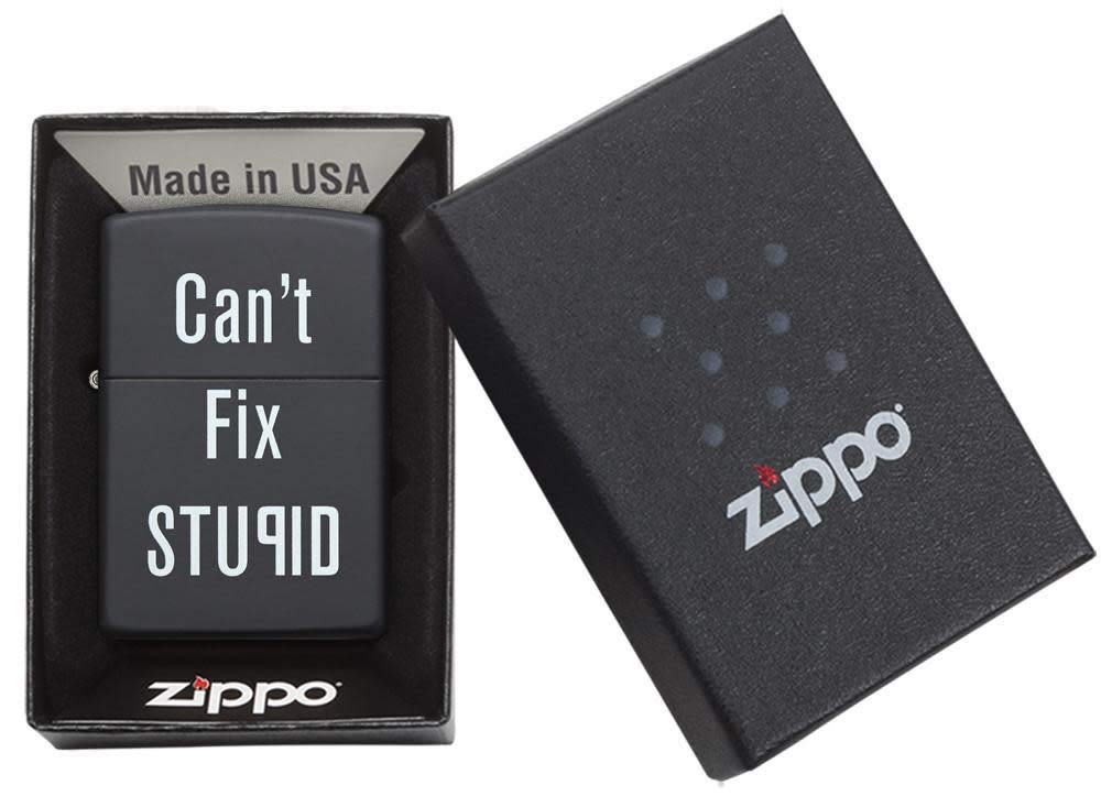 Zippo Can't Fix Stupid Pocket Lighter, Black Matte