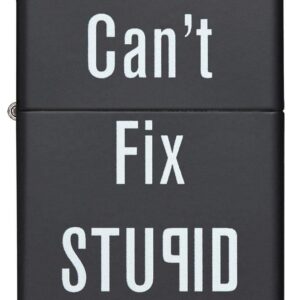 Zippo Can't Fix Stupid Pocket Lighter, Black Matte