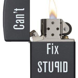 Zippo Can't Fix Stupid Pocket Lighter, Black Matte