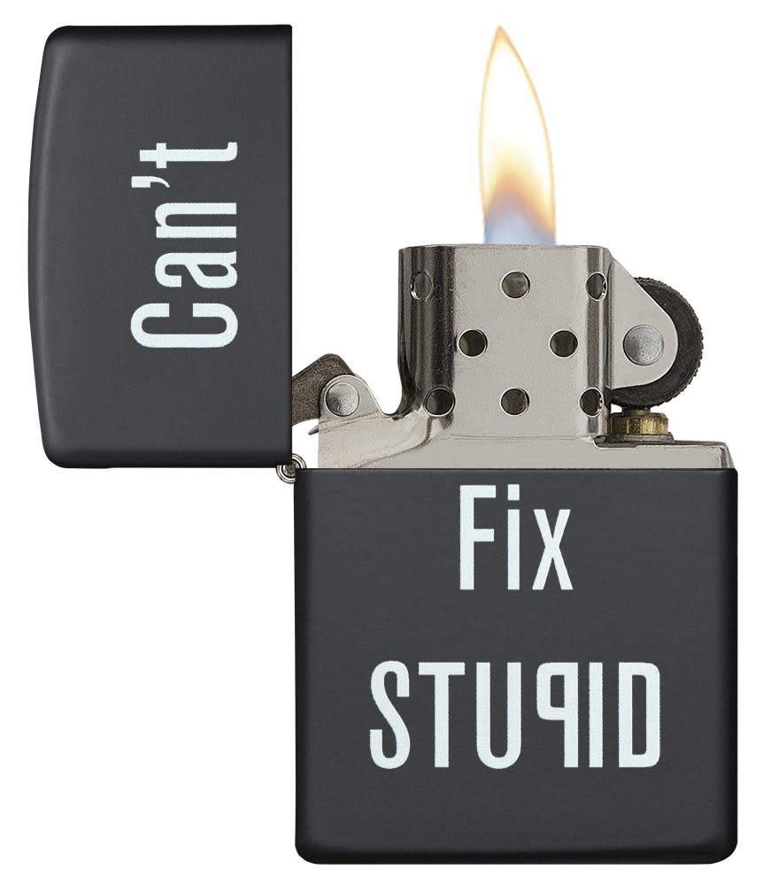 Zippo Can't Fix Stupid Pocket Lighter, Black Matte