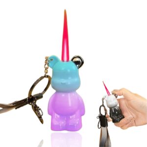 simbae cute accessories, bear acrylic metal cool keychains lighter, pink torch lighters butane refillable, unique gifts for men birthday candles (no gas) (blx-lanzi)