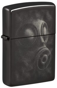 zippo gas mask design high polish black pocket lighter