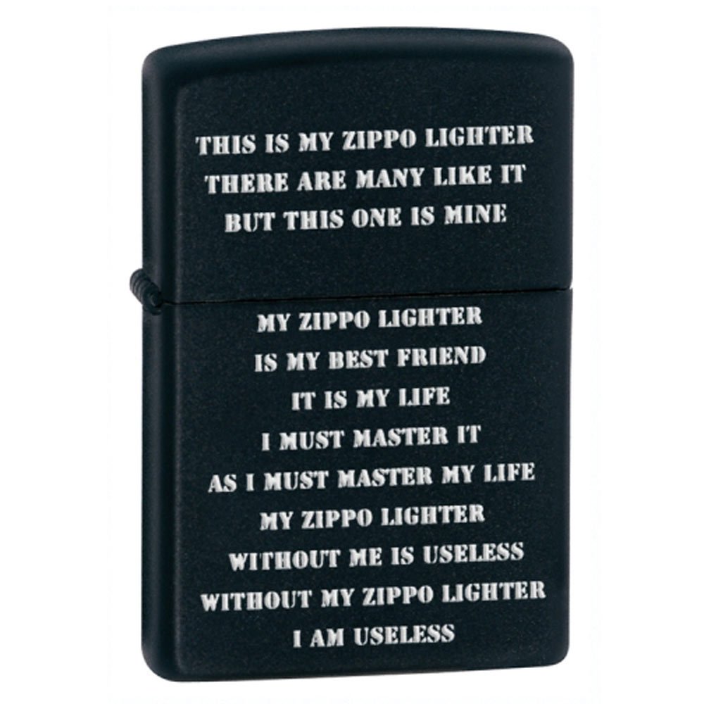 Zippo 24710 Classic Black Matte ZPP Creed Windproof Pocket Lighter with Zippo Black Leather Clip Pouch