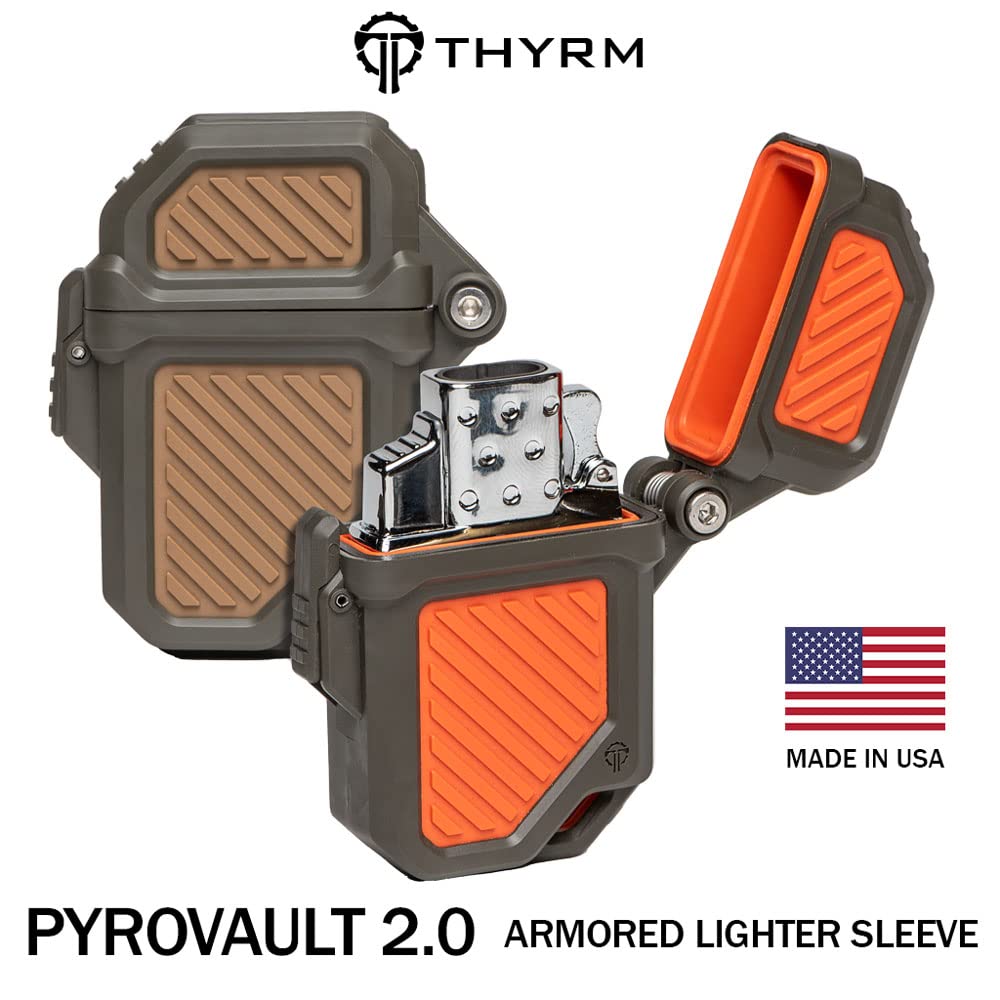 Thyrm PyroVault 2.0 Lighter Armor Compatible with Zippo Inserts, for Protection, Less Evaporation, and Retention, Made in The USA (Transitional MC (Ranger Green + Flat Dark Earth))