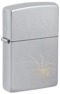 zippo spider web design high polish chrome pocket lighter