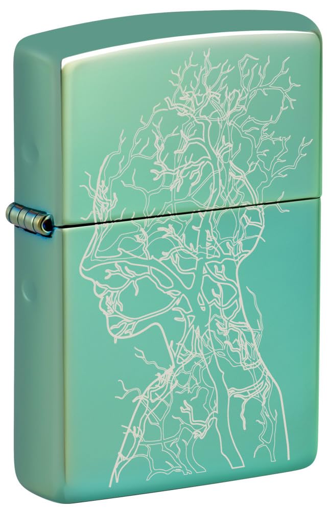 Zippo Human Tree Design High Polish Green Pocket Lighter