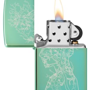 Zippo Human Tree Design High Polish Green Pocket Lighter