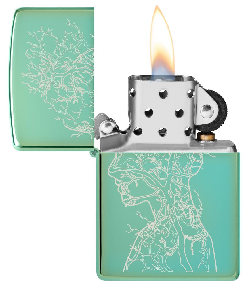 Zippo Human Tree Design High Polish Green Pocket Lighter