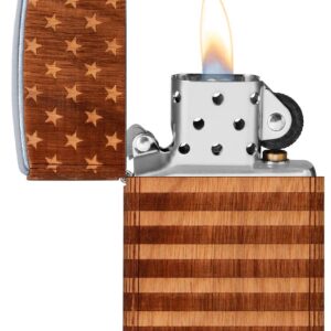 Zippo Woodchuck USA American Flag Wrap Pocket Lighter, Brown, One Size