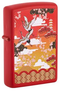 zippo kimono design red matte pocket lighter