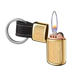 kerosene lighter, mini vintage lighter refillable kerosene antique permanent lighter with keychain, reusable cool lighters for vintage soft flame lighter for men dad husband(fuel not included)-gold