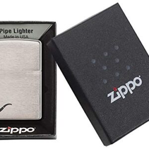 Zippo Unisex-Adult Pipe Lighter, Brushed Chrome Black Pipe, One Size