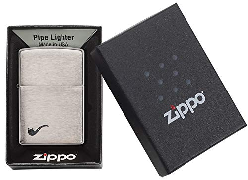 Zippo Unisex-Adult Pipe Lighter, Brushed Chrome Black Pipe, One Size