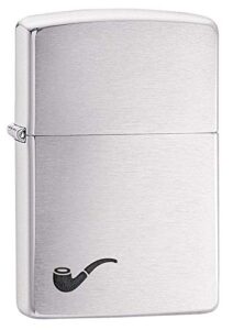 zippo unisex-adult pipe lighter, brushed chrome black pipe, one size