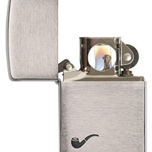 Zippo Unisex-Adult Pipe Lighter, Brushed Chrome Black Pipe, One Size