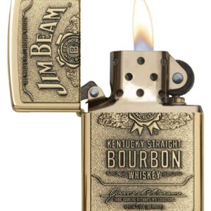 Zippo Jim Beam Bourbon Label Emblem Pocket Lighter, High Polish Brass