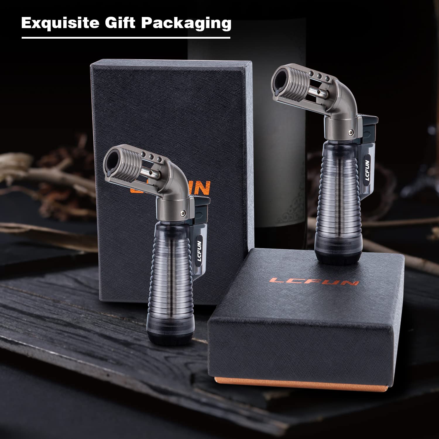 LcFun Torch Lighter 2 Pack Refillable Gas Butane Lighter Windproof Flame Lighter Single Jet Lighters Butane Torch Lighter for Candle, Campfire, Outdoor Fire Pit, Grill, Camping -Butane NOT Included