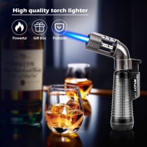 LcFun Torch Lighter 2 Pack Refillable Gas Butane Lighter Windproof Flame Lighter Single Jet Lighters Butane Torch Lighter for Candle, Campfire, Outdoor Fire Pit, Grill, Camping -Butane NOT Included