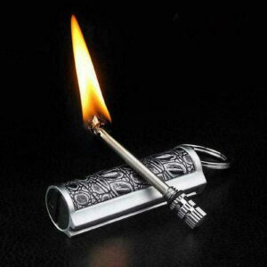 4 PCS Dragon’s Breath Immortal Lighter, Metal Keychain Flint Matchstick Kerosene Refillable Lighter, Waterproof Keychain Lighter for Emergency Survival Mountaineering Camping Hiking