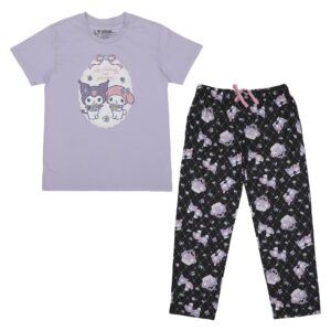 bioworld kuromi & my melody women's lavender sleepwear set-xxl