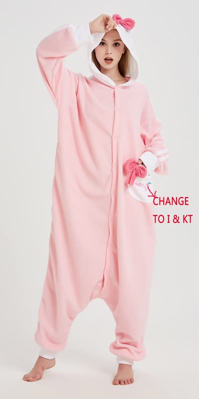 Eonxius Magic Novelty Hooded Onesie One Piece Pink Pajamas for Women Size XL