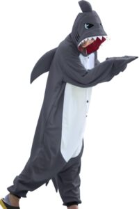 wotogold animal cosplay costume gray shark unisex adult pajamas gray,x-large