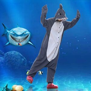 WOTOGOLD Animal Cosplay Costume Gray Shark Unisex Adult Pajamas Gray,X-Large