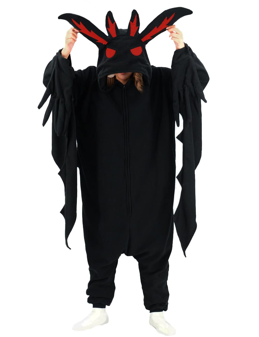 Mothman Halloween Onesie Adult Pajamas Cosplay Animal Homewear Sleepwear Jumpsuit Costume for Women Men