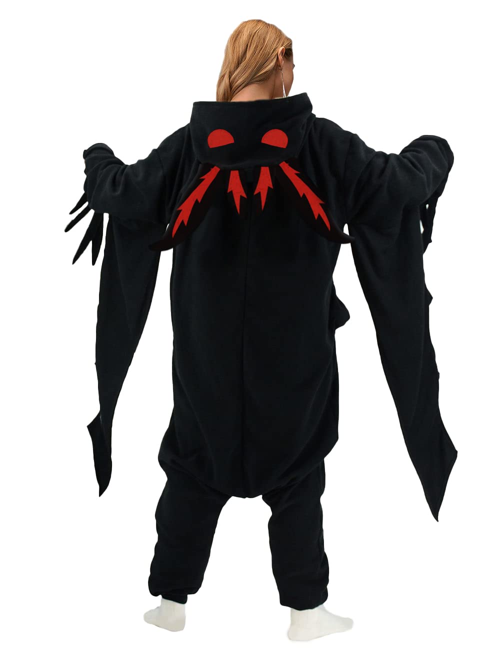 Mothman Halloween Onesie Adult Pajamas Cosplay Animal Homewear Sleepwear Jumpsuit Costume for Women Men