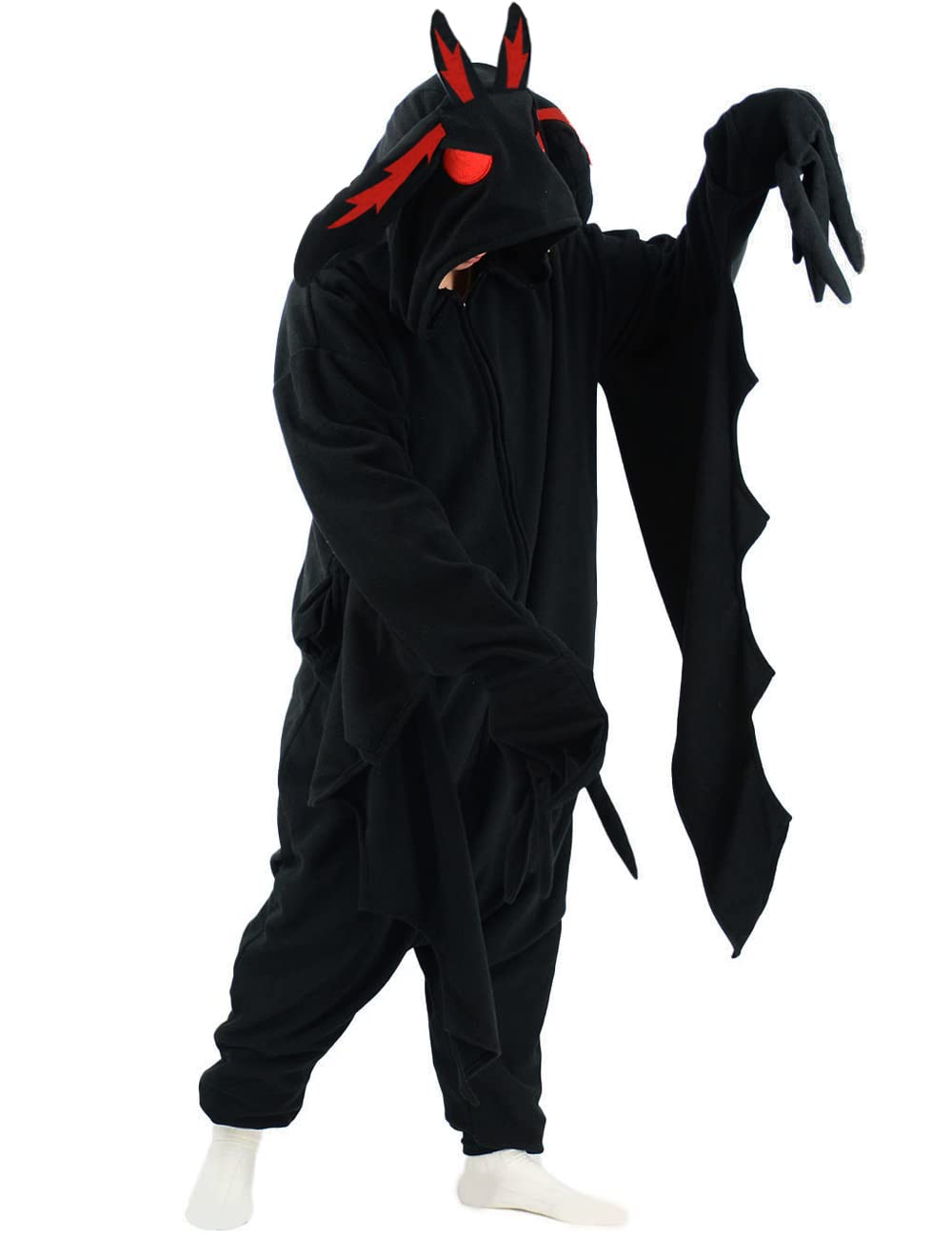 Mothman Halloween Onesie Adult Pajamas Cosplay Animal Homewear Sleepwear Jumpsuit Costume for Women Men