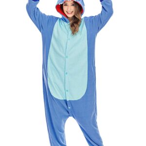 Etoson Onesie Cosplay Halloween Costume Unisex Animal Pajama,Blue,M