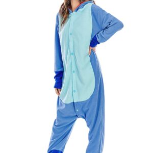 Etoson Onesie Cosplay Halloween Costume Unisex Animal Pajama,Blue,M