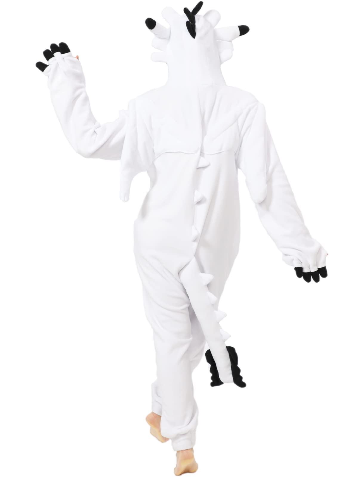 Oiziuzio Animal Unisex Onesie Holloween Cosplay Costume Dragon Pajamas for Adult Women Men White XL