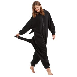 WAWRTOU Animal Cat Onesie Halloween Costume Unisex Adult Cosplay One-Piece Pajamas Christmas Sleepwear for Women Men