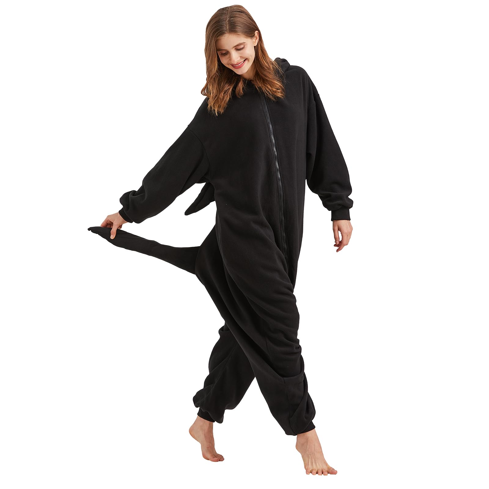 WAWRTOU Animal Cat Onesie Halloween Costume Unisex Adult Cosplay One-Piece Pajamas Christmas Sleepwear for Women Men