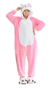 hydrobreak adult onesie pajamas halloween christmas animal costume cosplay unisex flannel sleepwear for men women cat a s