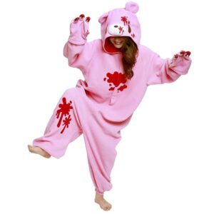 SAZAC Gloomy Bear Kigurumi - Onesie Jumpsuit Halloween Costume (Pink)