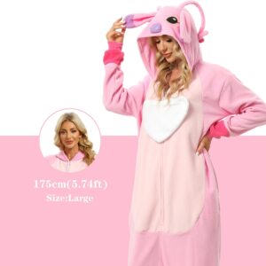 NAITOKE Adults Unisex Onesie Halloween Angel Stitch Costume Animal Cosplay Pajamas,170-178cm(5'7"-5'10")