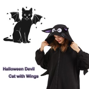 WAWRTOU Animal Cat Onesie Halloween Costume Unisex Adult Cosplay One-Piece Pajamas Christmas Sleepwear for Women Men