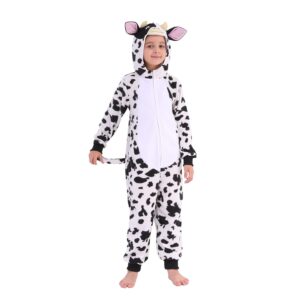 sincere party fleece cow onesie costume for kids 2xl(12-14)