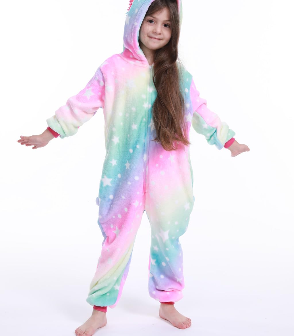 Zorxu Girls Unicorn Onesie Pajamas Animal Costume Halloween Cosplay Unisex Xmas Gifts for Kids