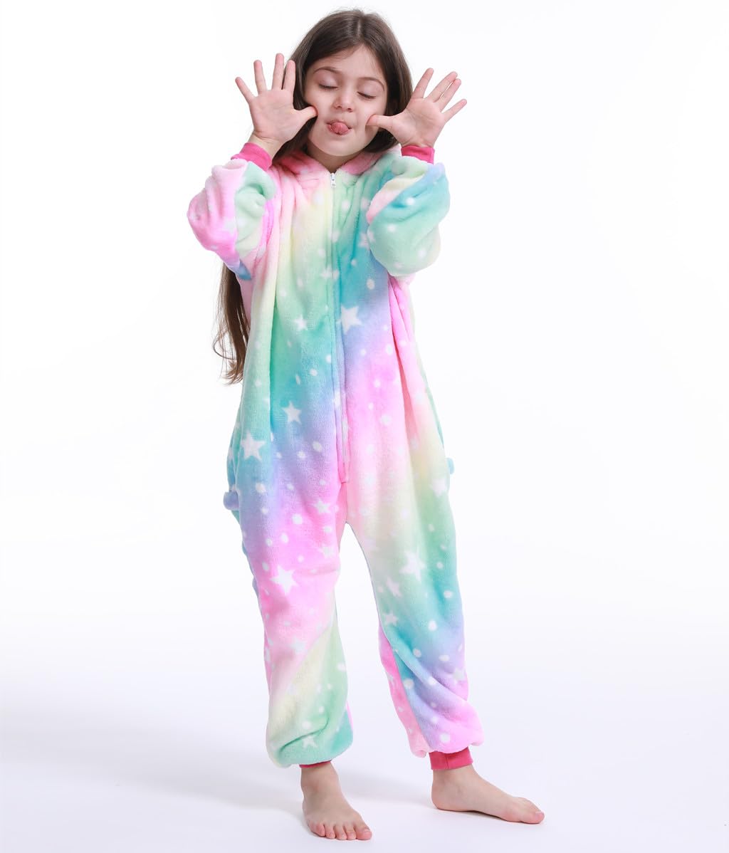 Zorxu Girls Unicorn Onesie Pajamas Animal Costume Halloween Cosplay Unisex Xmas Gifts for Kids