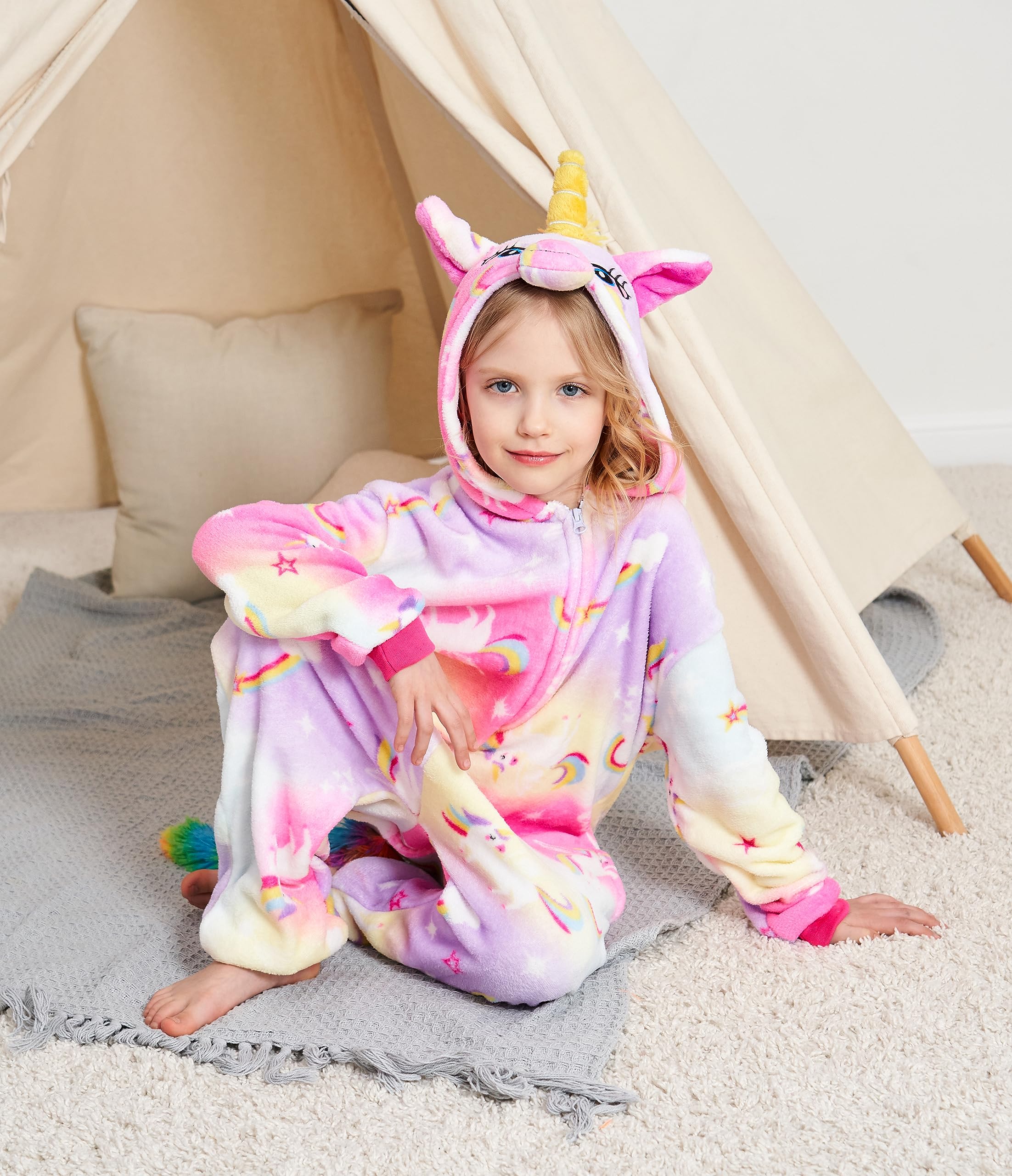 Cos Time kids Unicorn Onesie Animal One Piece Pajamas Halloween Costumes (Auspicious Cloud Flying Horse, 4T)