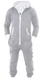 mens jumpsuit non footed pajama unisex one piece playsuit adult onesie with hood gray m