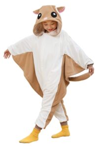 unimyst unisex kids flying squirrel onesie pajamas, polar fleece role playing animal one piece halloween costume pajamas home clothing