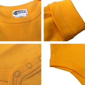 COUVER 100% Cotton Baby Bodysuit Suit Boy Clothes Long Sleeve Solid Color Onesie Golden Yellow