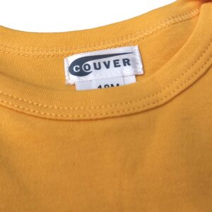 COUVER 100% Cotton Baby Bodysuit Suit Boy Clothes Long Sleeve Solid Color Onesie Golden Yellow