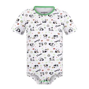 Landofgenie Men Short Sleeve Bodysuit Pajama Panda Print Bodysuit One Piece Pajamas Rompers Basic Onesie 3XL